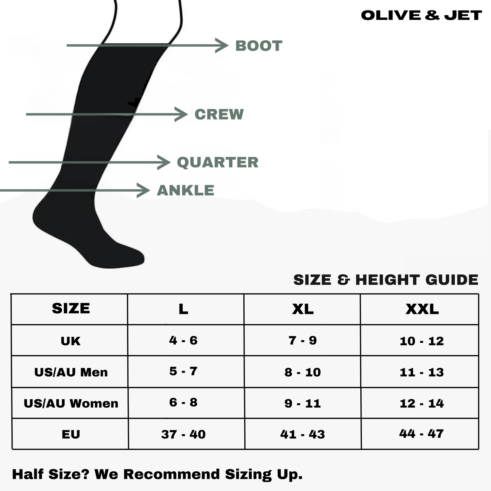 Boot Socks – Olive & Jet